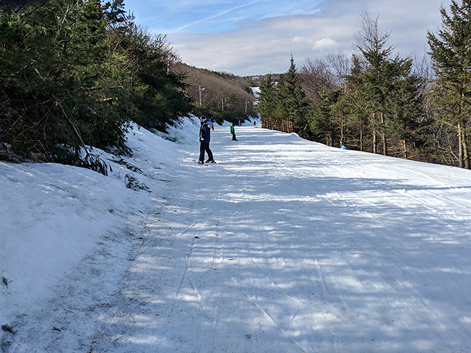 Ski slopes wear their winter whites elegantly, transforming summer hiking trails into powder-perfect descents.