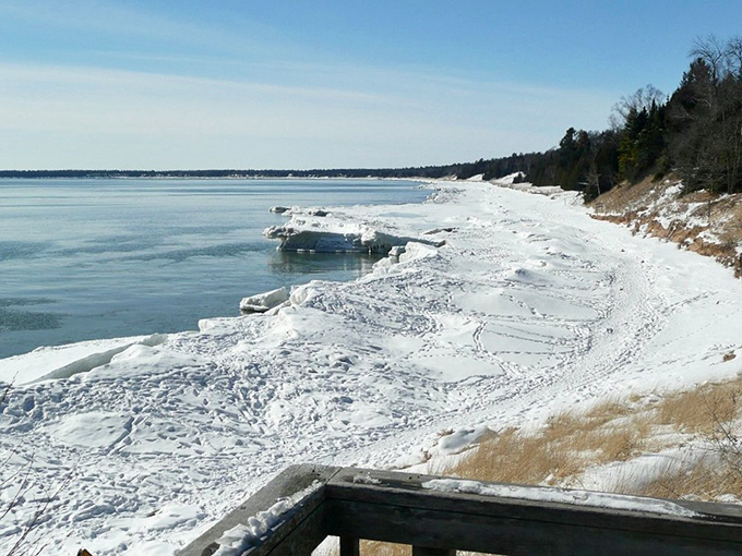 Winter transforms familiar shores into an arctic wonderland. Lake Michigan's icy edge creates sculptures that would make professional artists jealous.