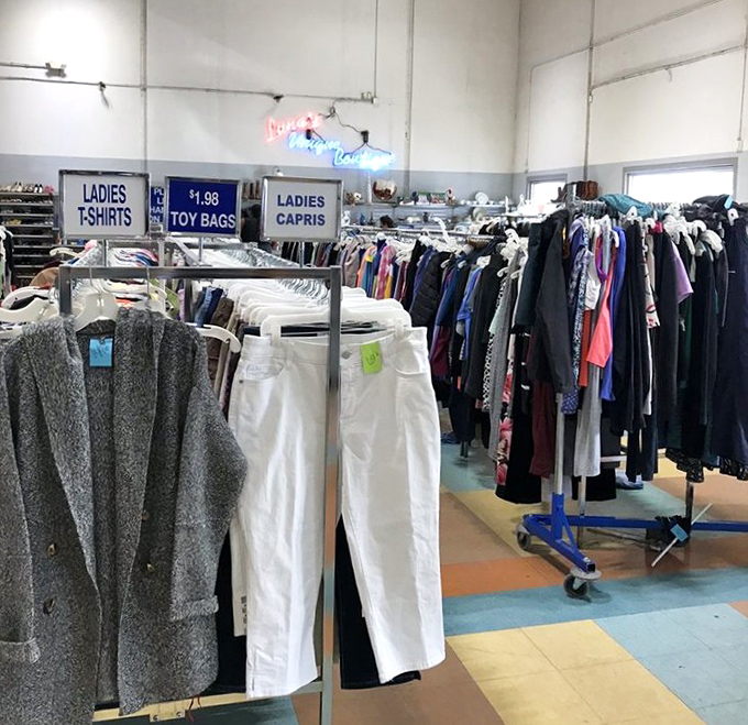 Ladies' section: where $1.99 t-shirts and crisp white capris create the foundation for your next "I can't believe it was thrifted" outfit.