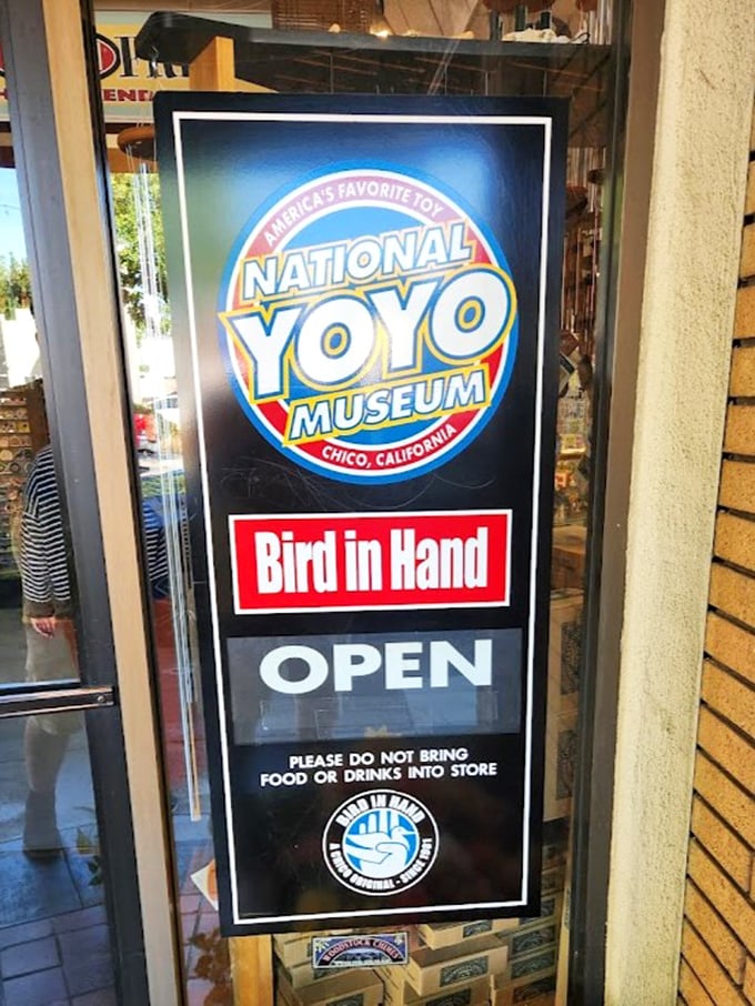 "America's Favorite Toy" proclaims the entrance sign with carnival-like confidence. No food or drinks allowed&mdash;this is serious yo-yo business, folks.