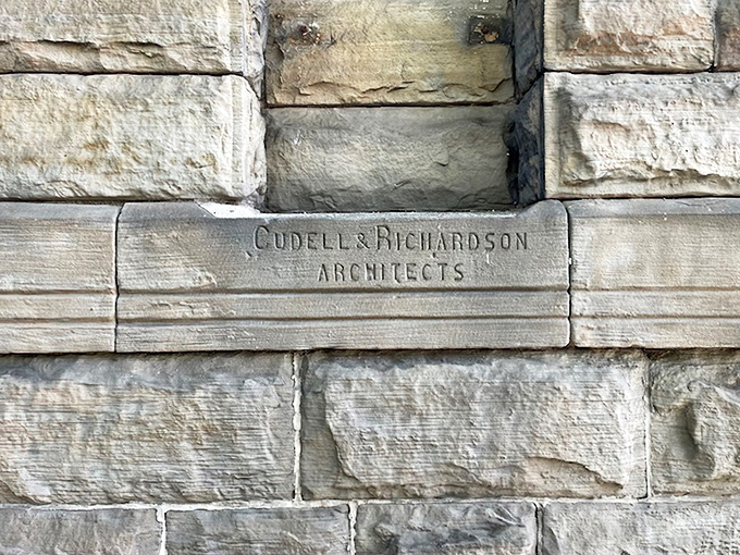Carved into stone, the architects' names &ndash; Cudell & Richardson &ndash; remain as a permanent signature on their masterpiece of Victorian Gothic design.