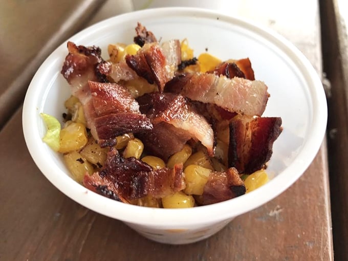 Bacon and corn&mdash;a side dish that proves sometimes the simplest combinations create the most profound happiness.
