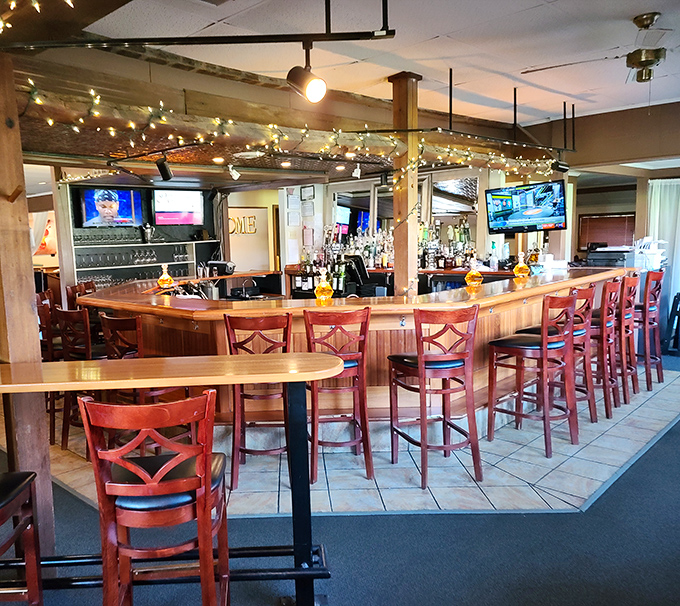The bar area&mdash;where strangers become friends and friends become family over drinks that somehow taste better when served with a side of conversation.
