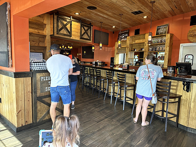 The ordering counter&mdash;that magical threshold where hungry hopefuls become soon-to-be-satisfied customers, with wooden accents that whisper "authentic" at every turn.