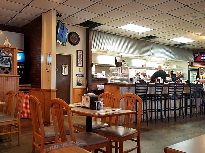 The counter seating offers front-row seats to watch skilled cooks transform simple ingredients into morning magic and memories.