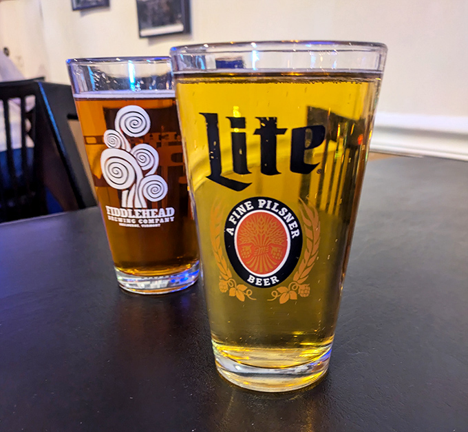 Local brews from Fiddlehead alongside classic Miller Lite. The Slate Quarry Hotel understands that good food deserves good beer, whether craft or classic.
