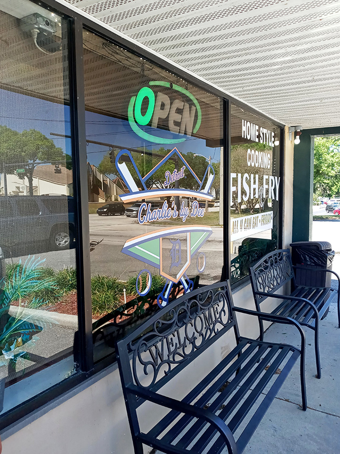 Welcoming benches outside invite you to sit a spell before or after your meal. Southern hospitality starts before you even walk through the door.