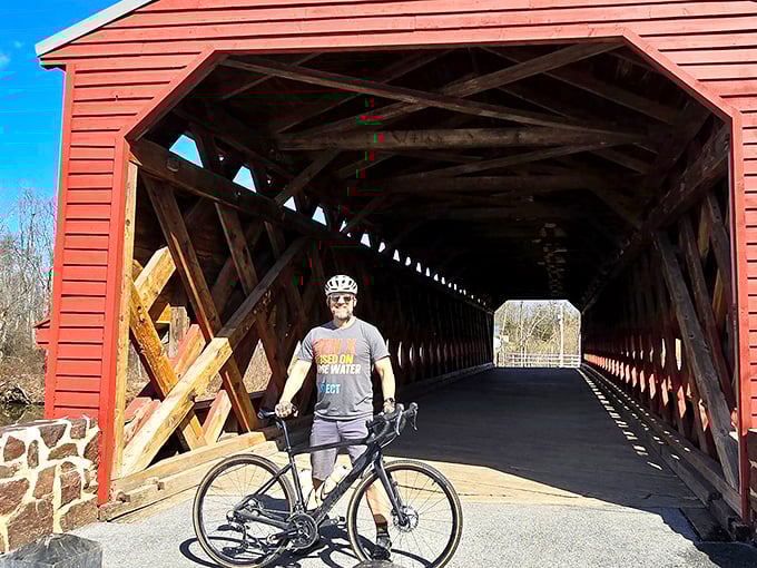 Cyclists find the bridge a perfect pit stop on country rides. Though some report their bike lights flickering mysteriously when crossing after sunset.