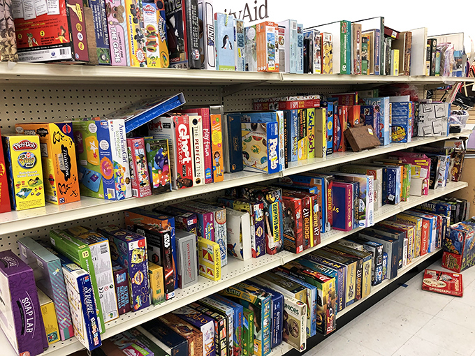 Board game heaven where Monopoly meets Candy Land, and family game nights can be stocked for the price of a single new release.