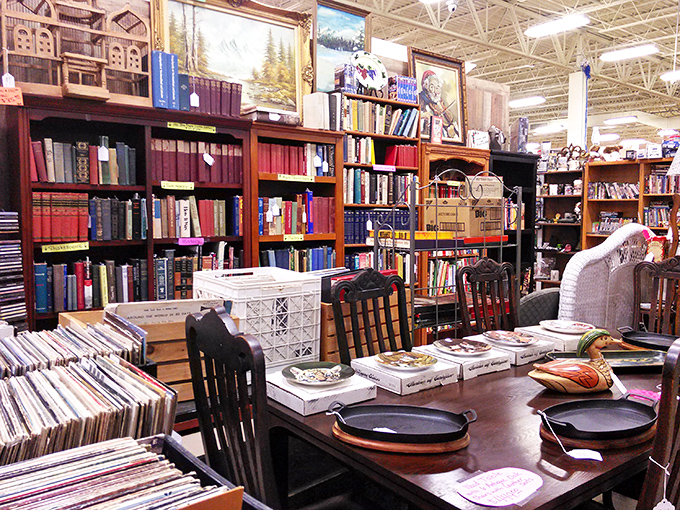 The book section: where first editions hide among paperbacks, and literary treasures await those patient enough to dig.