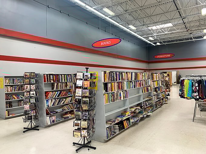 The book section rivals small-town libraries, offering everything from dog-eared paperbacks to pristine coffee table tomes. Literary treasures await.