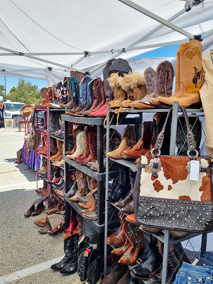 Cowboy boot heaven where urban cowboys and authentic ranchers alike can find their perfect pair. Each scuff tells a California story.