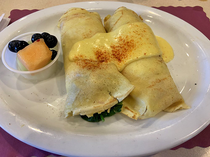 These delicate crepes, dusted with powdered sugar and filled with goodness, prove that Blueberry's excels beyond the breakfast basics.