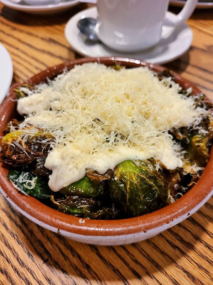 Brussels sprouts transformed from childhood nightmare to adult obsession. Roasted to caramelized perfection and showered with cheese &ndash; resistance is futile.