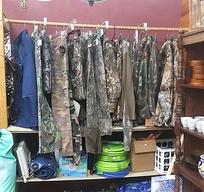 Hunting gear hangs ready for Wisconsin's outdoor enthusiasts &ndash; camouflage for bodies, but impossible to hide the savings.