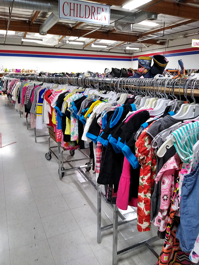 The children's section: where smart parents know kids outgrow clothes faster than you can say "but I just bought that yesterday."