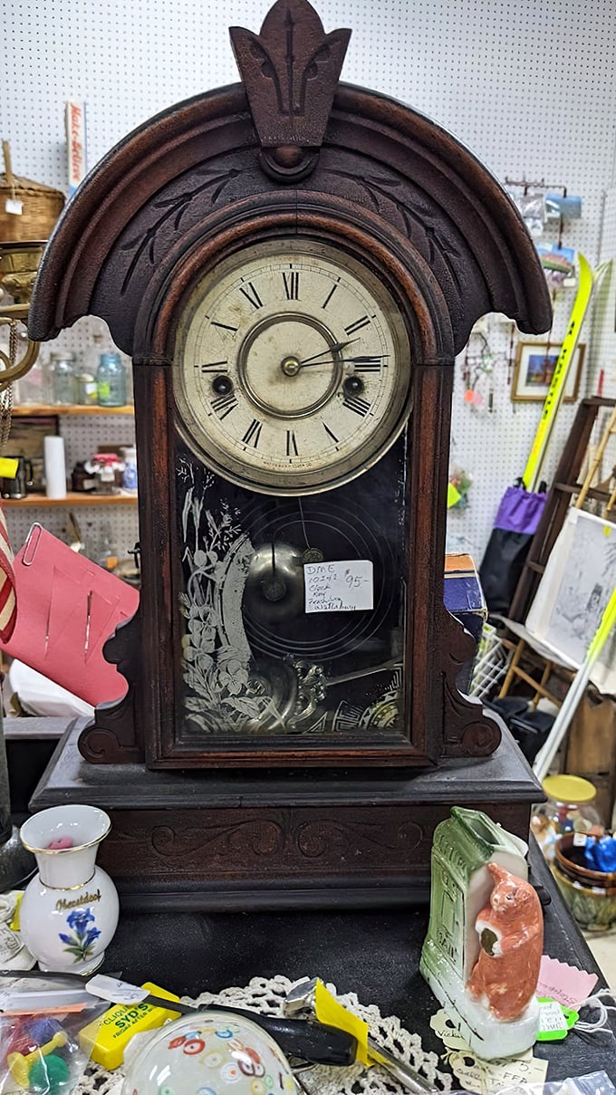 This stately timekeeper has counted hours through multiple generations. If clocks could talk, this one would have stories.
