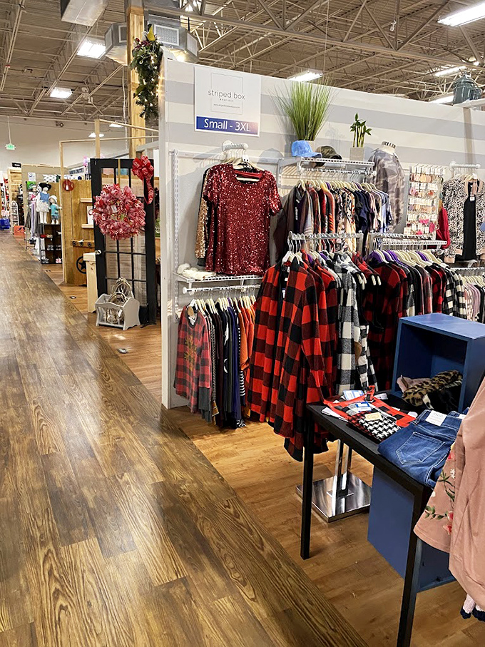 Buffalo plaid paradise! From sequin sparkle to cozy flannel, this clothing section offers Texas-sized style for every personality.