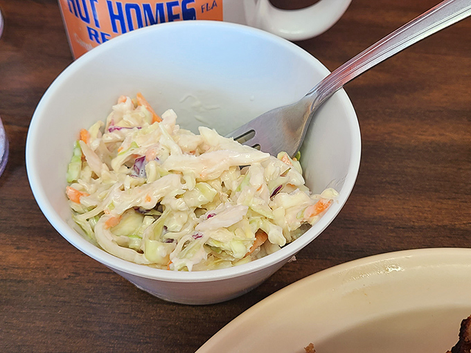 This isn't just coleslaw&mdash;it's the cool, crisp counterpoint that balances the breakfast symphony. Creamy, crunchy, and unapologetically simple.