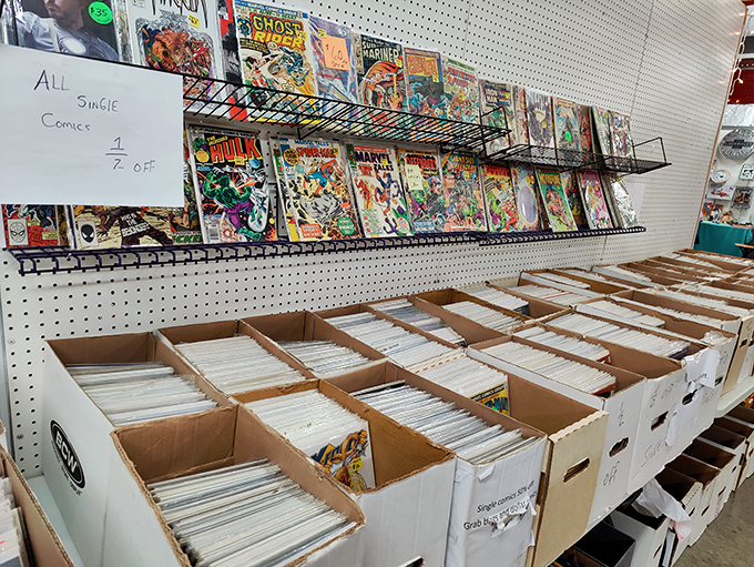 Comic book archaeology at its finest. Dig through these boxes and you might unearth a forgotten superhero adventure or the missing issue from your childhood collection.