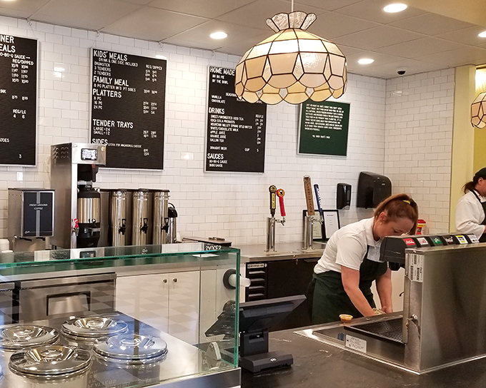 Stainless steel meets handwritten menu boards&mdash;a perfect marriage of functionality and the human touch that makes dining here special.