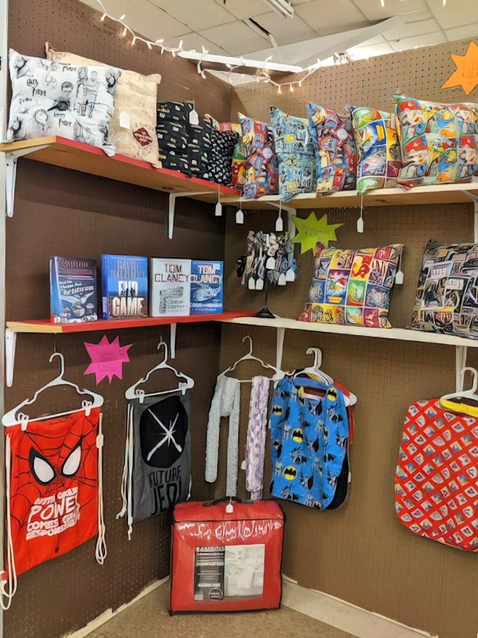 Superhero drawstring bags and nostalgic pillows prove geek culture spans generations. Batman never goes out of style, no matter your age.