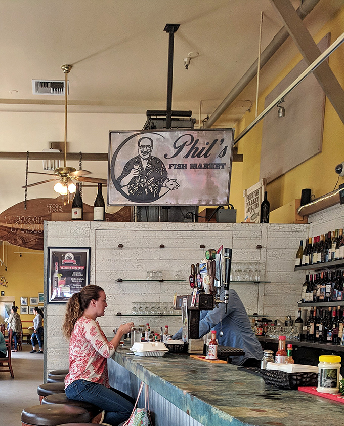 At the counter, where seafood dreams and reality meet. This is where the magic happens &ndash; orders placed, anticipation building, hunger growing.
