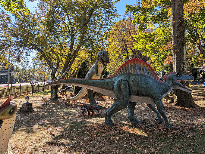 Apparently even dinosaurs get the Halloween spirit at VAMPA. These prehistoric replicas add an unexpected "Jurassic dark" element to the grounds.