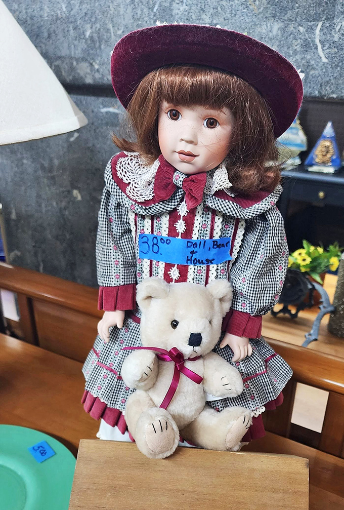 This porcelain doll and teddy bear duo has seen decades come and go. At $38, they're ready to watch a few more from your shelf.