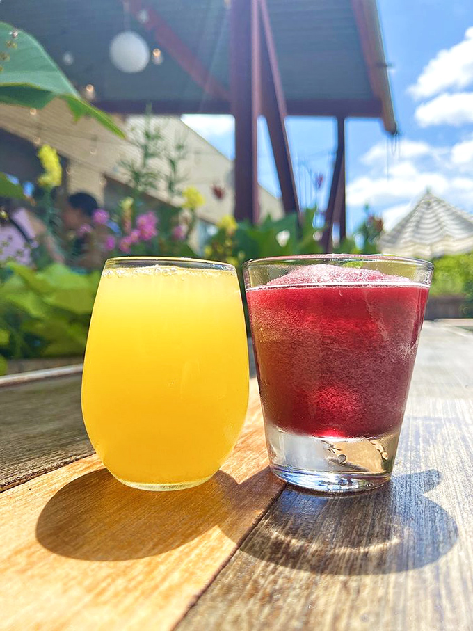 Morning cocktails: because sometimes coffee needs reinforcements. These vibrant concoctions are liquid sunshine in two different wavelengths.