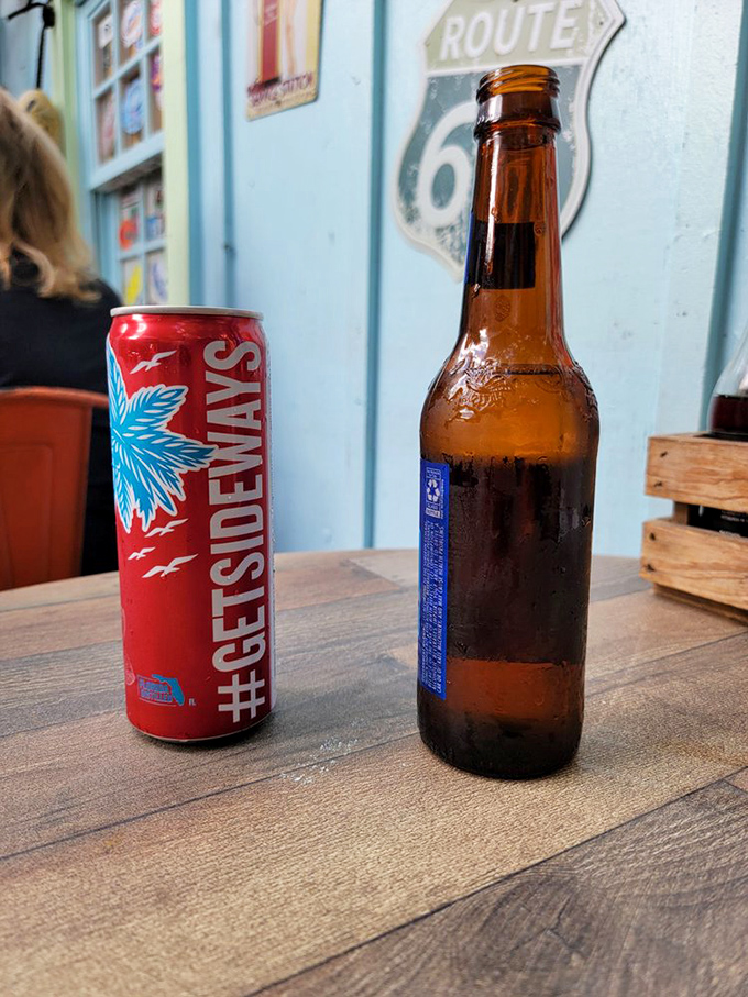 Key West's perfect pairing&mdash;a cold beer and local brew, standing at attention like refreshment soldiers ready for duty against the Florida heat.