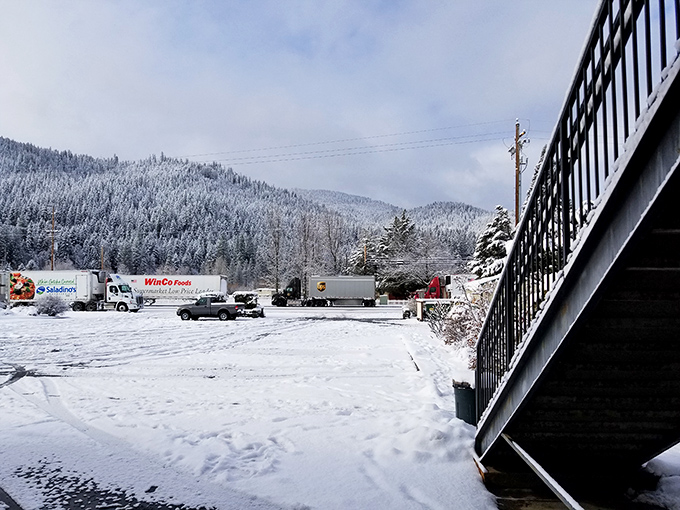 Winter transforms Quincy into a snow globe come to life, where delivery trucks brave the elements to ensure mountain folks don't miss their Amazon Prime deliveries.