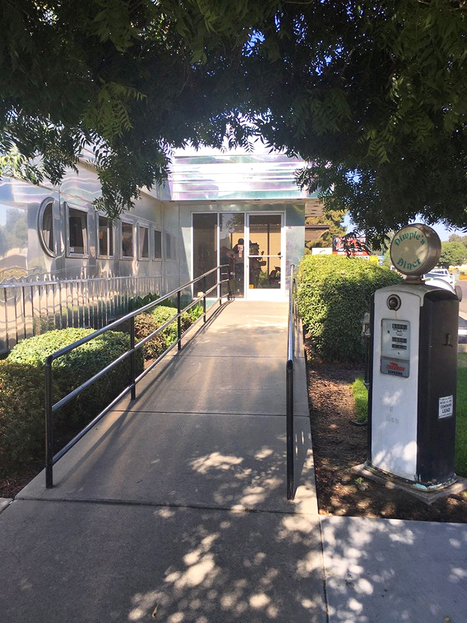 The entrance pathway to Dimples feels like the yellow brick road, if the Emerald City served incredible pancakes and coffee.