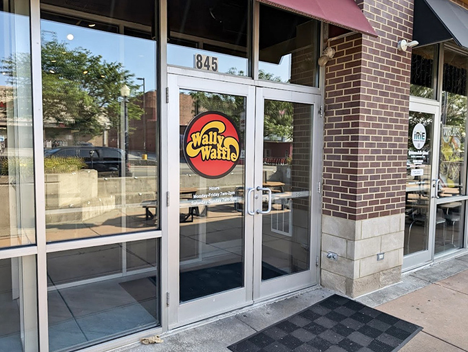 The entrance to waffle paradise&mdash;where calories don't count and maple syrup flows like optimism.