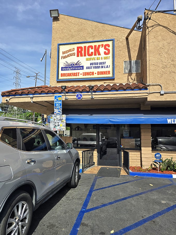 The entrance beckons with its "Welcome to Rick's" awning&mdash;a portal to comfort food that's been satisfying Angelenos for generations.