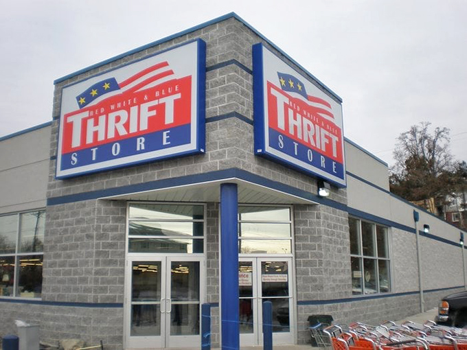 The iconic Red White & Blue signage promises patriotic savings and delivers with a thrift experience that would make even the most frugal founding father proud.