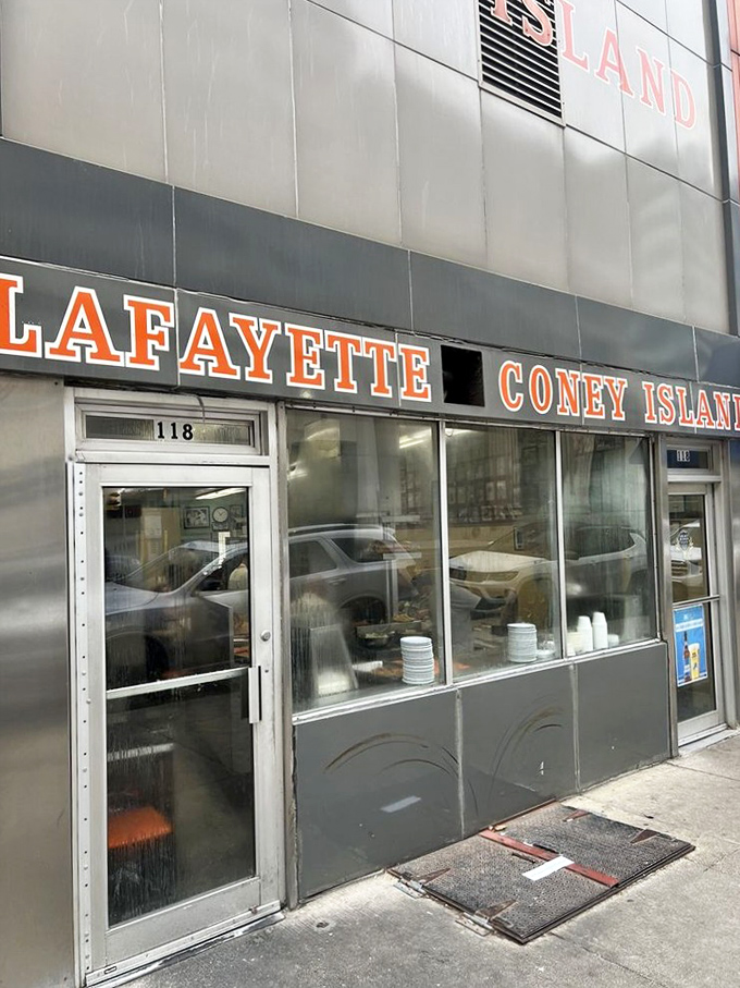 The entrance to Lafayette promises no frills, no pretense&mdash;just legendary coneys that have satisfied Detroiters for generations. 