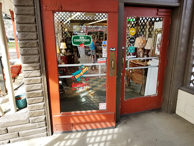 The entrance beckons with the promise of air conditioning and the gentle warning that your car's trunk space is about to be seriously reconsidered.