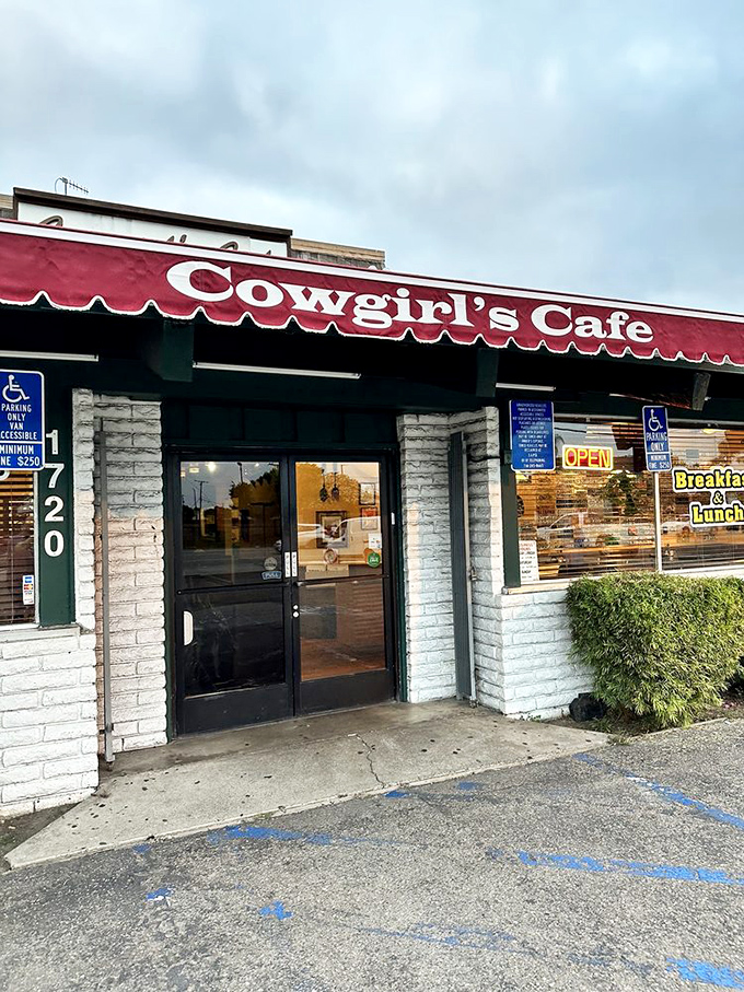 The entrance to breakfast paradise &ndash; where the red awning serves as a beacon to those seeking refuge from mediocre morning meals.