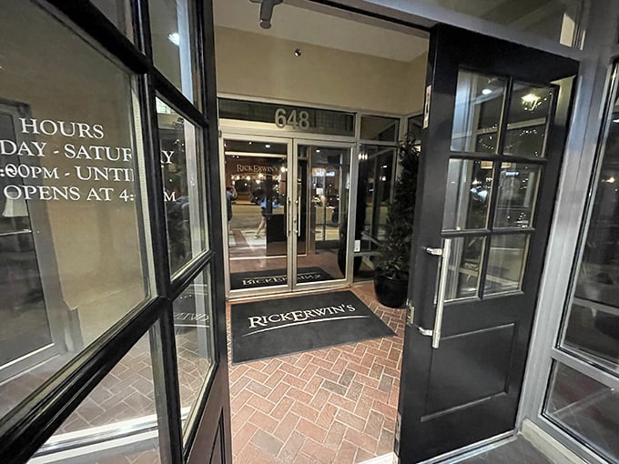 An entrance that promises what awaits inside&mdash;a dining experience that stands apart from the ordinary Greenville restaurant landscape.