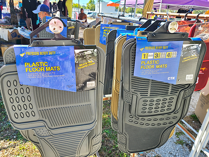Floor mats with personality await adoption into vehicles that desperately need them &ndash; the automotive equivalent of "does this tie bring out my eyes?"