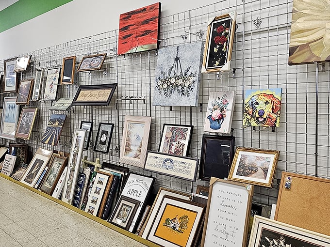 Wall art that's survived countless redecorations finds itself in limbo, hoping the next browser sees potential beyond the dated frame.