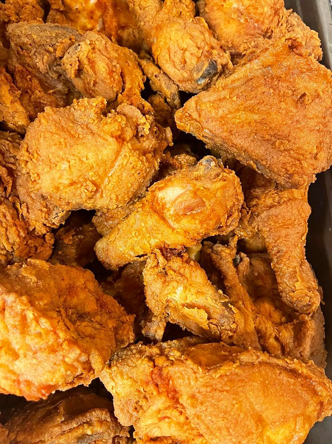 Fried chicken with a crust so perfectly golden and crisp, it makes you wonder if the colonel should be taking notes.