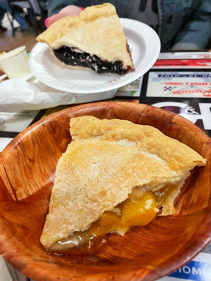 Two pies having a heart-to-heart on the table. One dark and mysterious, one golden and sunny &ndash; the buddy comedy we didn't know we needed.
