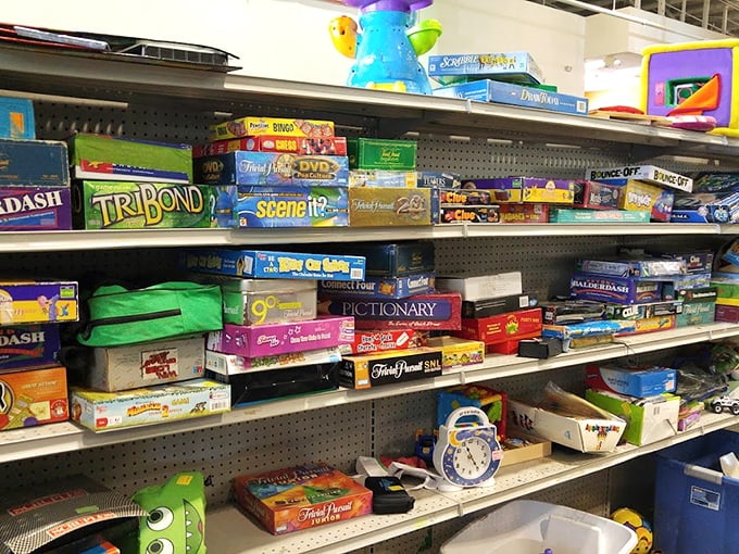 Game night headquarters! From Pictionary to Scene It, these boxes contain hours of competitive family fun at bargain basement prices.
