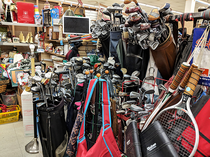 Golf clubs and tennis rackets: the sports equipment graveyard. Someone's abandoned hobby becomes your new weekend passion at a fraction of retail price.