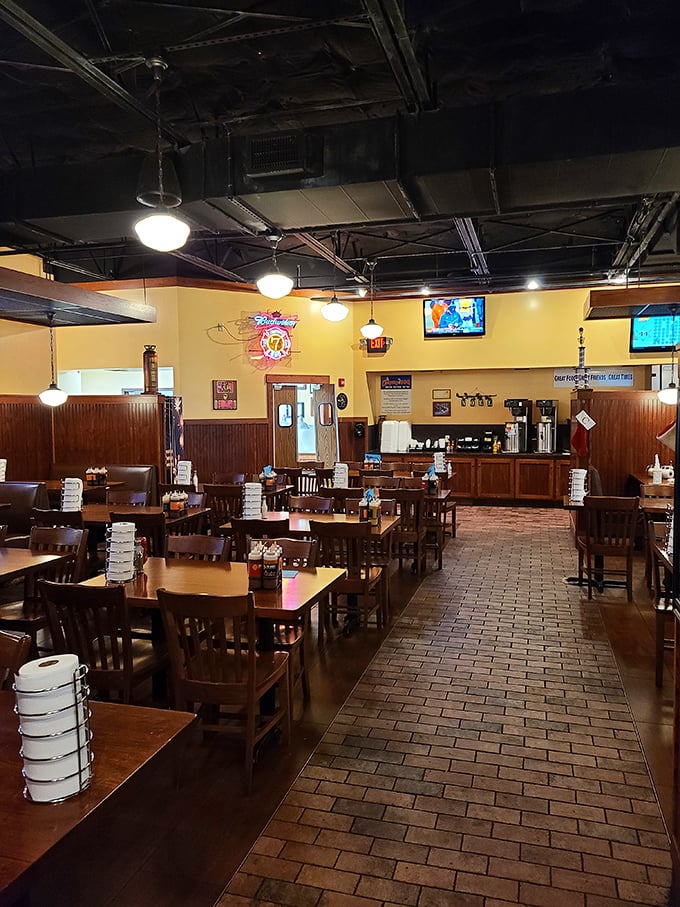 The dining room: where strangers become friends over shared sauce recommendations and the mutual understanding that napkins are not optional.