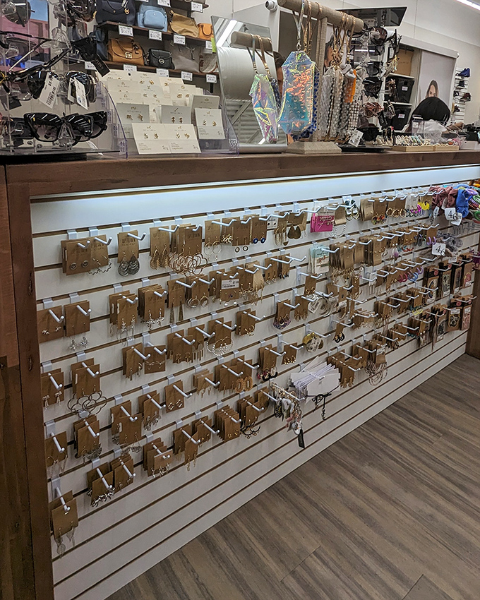 The jewelry display offers enough sparkle to catch eyes without catching debt, proving statement pieces don't need to make statements to your accountant.