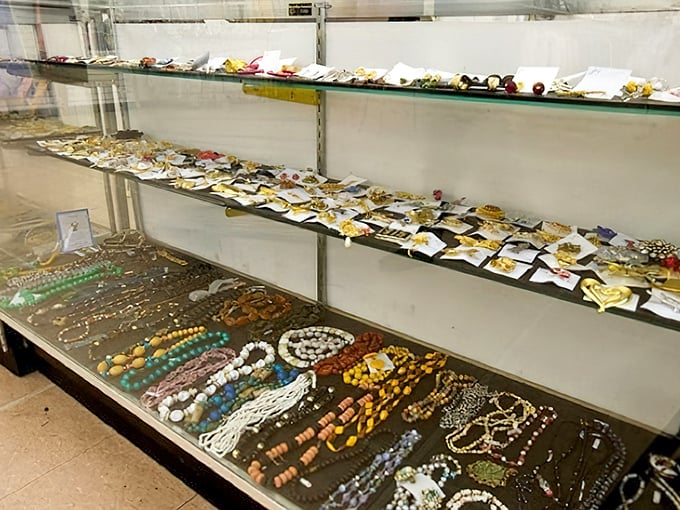 Jewelry treasure trove! Beads, bangles, and baubles galore&mdash;someone's former statement pieces ready to accessorize your next outfit adventure.