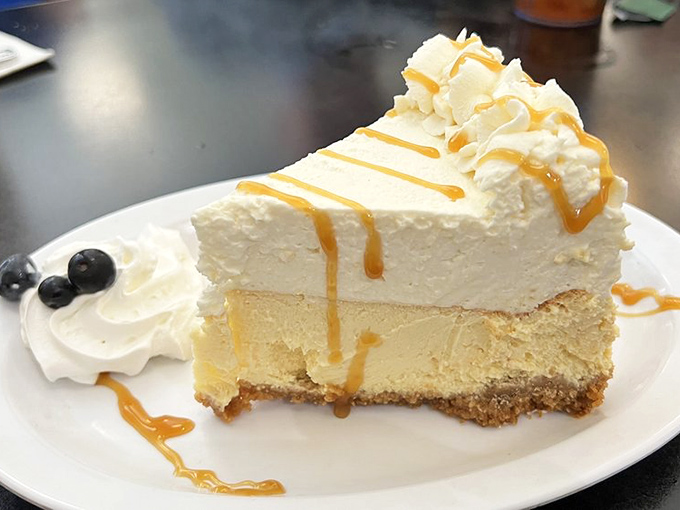 Key lime pie that captures Florida sunshine in every bite. That caramel drizzle is the plot twist your taste buds never knew they needed.